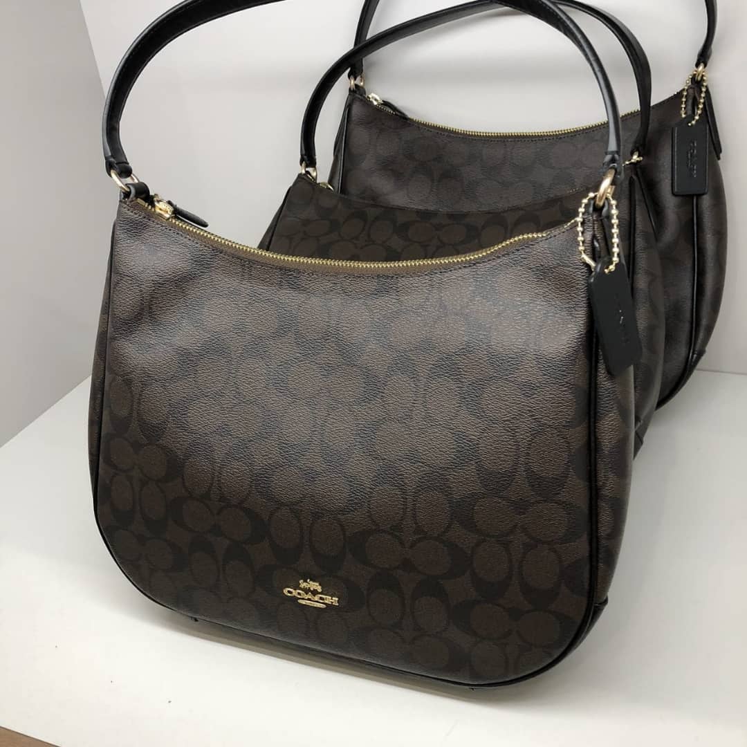 Coach Zip Shoulder Signature Brown Black - Averand