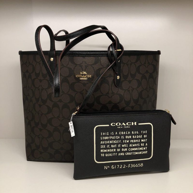 Coach Reversible City Tote Signature Brown Black - Averand