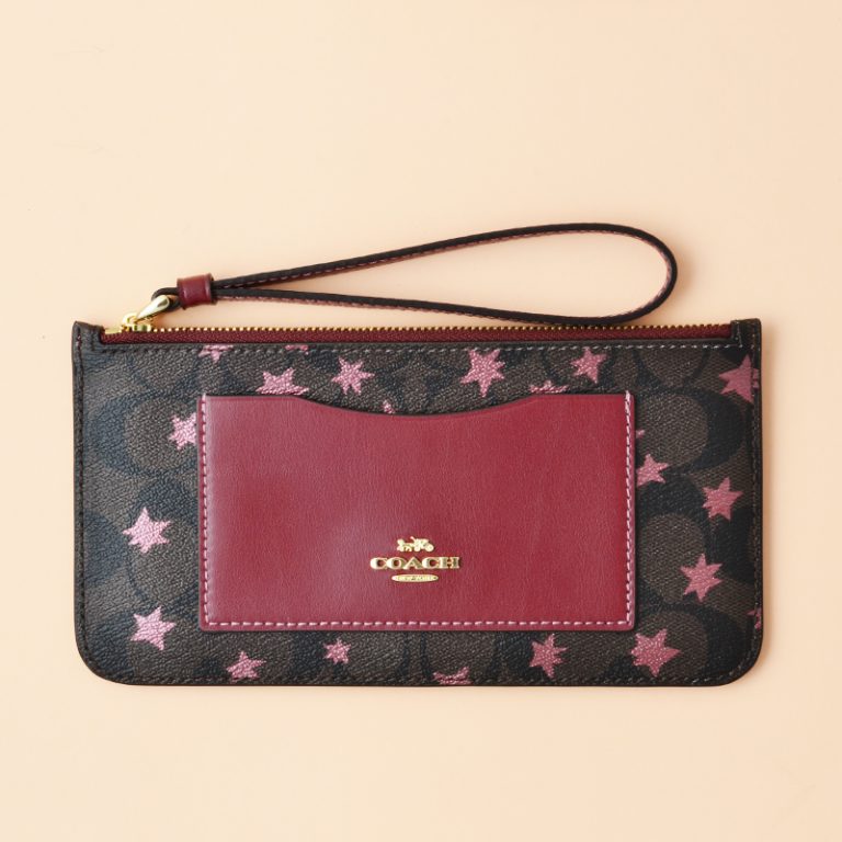 Coach Zip Top Wallet Signature Canvas Pop Star Print - Averand