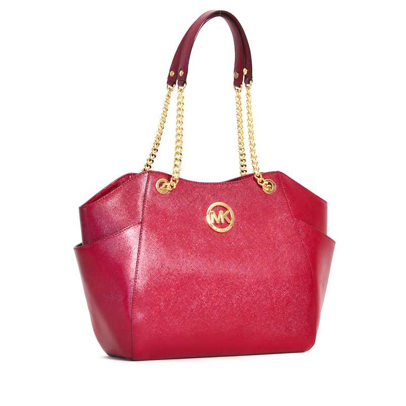 Michael Kors Jet Set Travel Large Chain Shoulder Tote Cherry Gloss ...