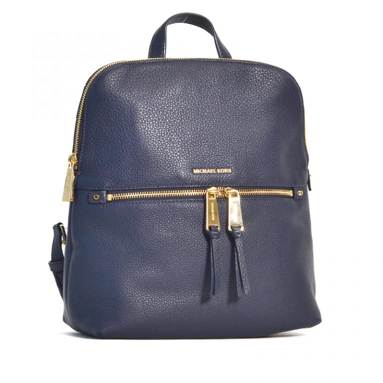 Michael Kors Rhea Zip MD Slim Backpack Leather Admiral - Averand