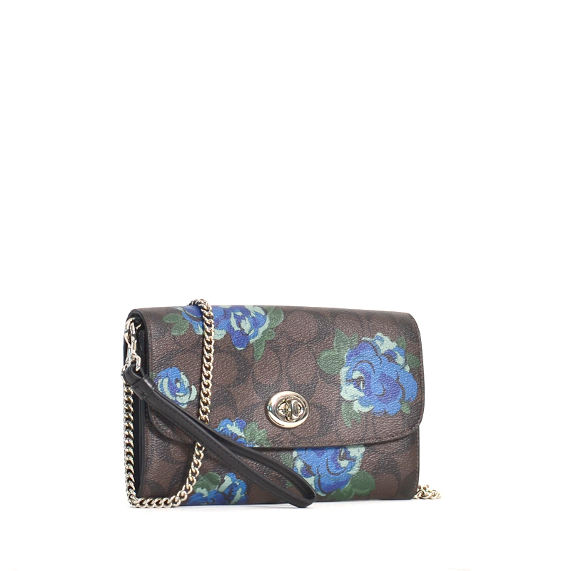 Coach Chain Crossbody Jumbo Floral Print Signature Brown Black - Averand