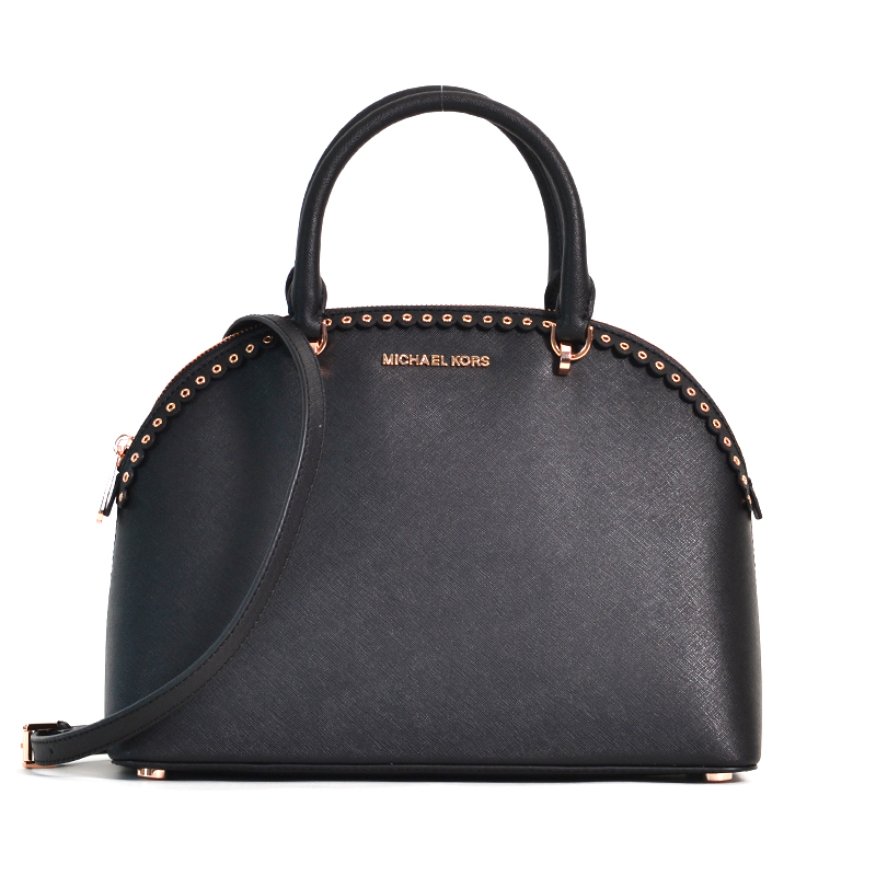 Michael Kors Emmy Large Dome Satchel Rivets Black - Averand