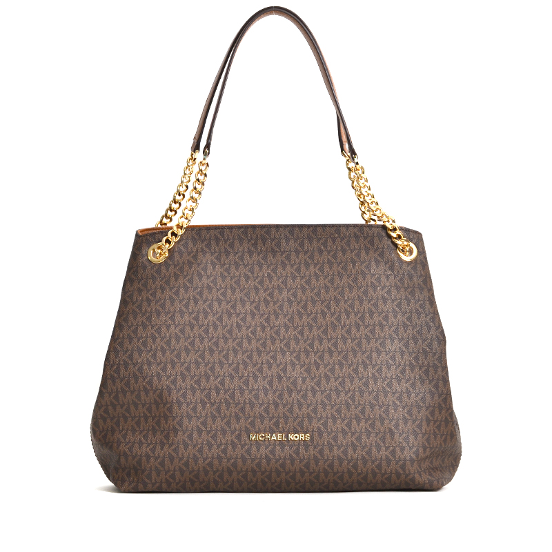 Michael Kors Jet Set Item Large Chain Shoulder Tote Signature Brown ...
