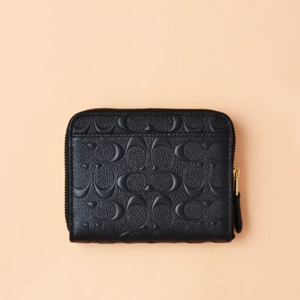Coach Small Zip Around Wallet Signature Leather Black - Averand