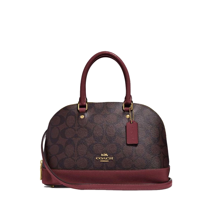 Coach Mini Sierra Satchel Signature Brown Wine - Averand