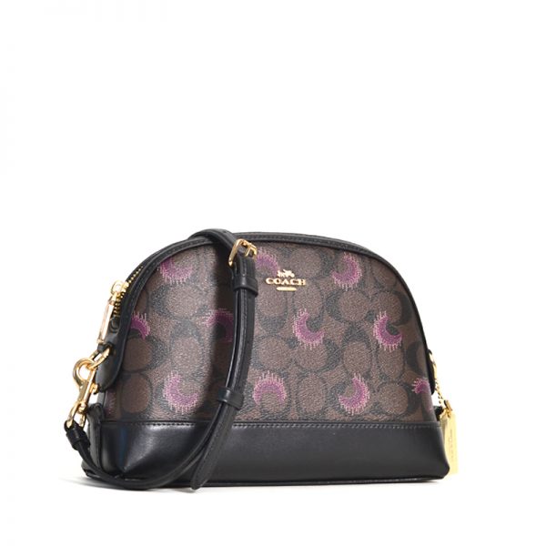 Coach Dome Crossbody Moon Print Signature Brown Purple Multi - Averand