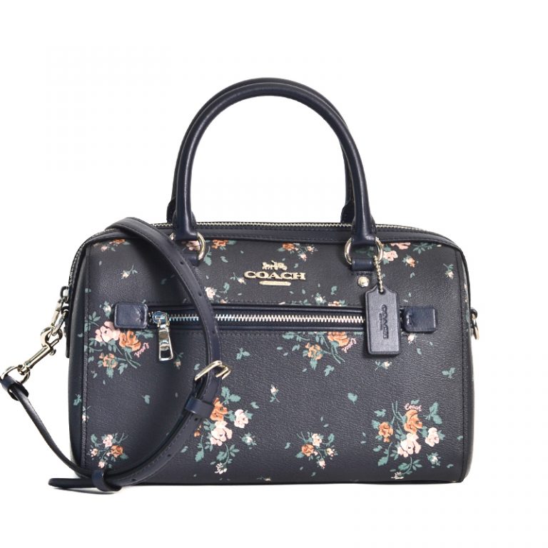 Coach Rowan Satchel Rose Bouquet Print Midnight Multi - Averand