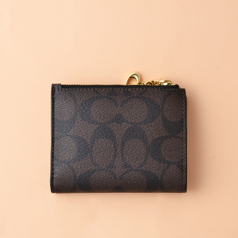 Coach Snap Card Case Signature Brown Black - Averand