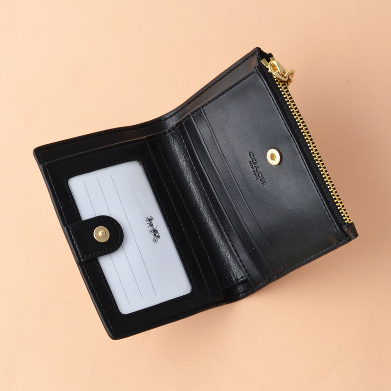 Coach Snap Card Case Signature Brown Black - Averand