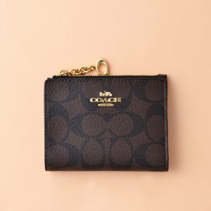 Coach Snap Card Case Signature Brown Black - Averand