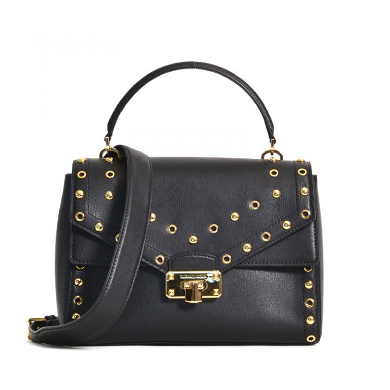 Michael Kors Kinsley Medium Top Handle Rivet Black - Averand