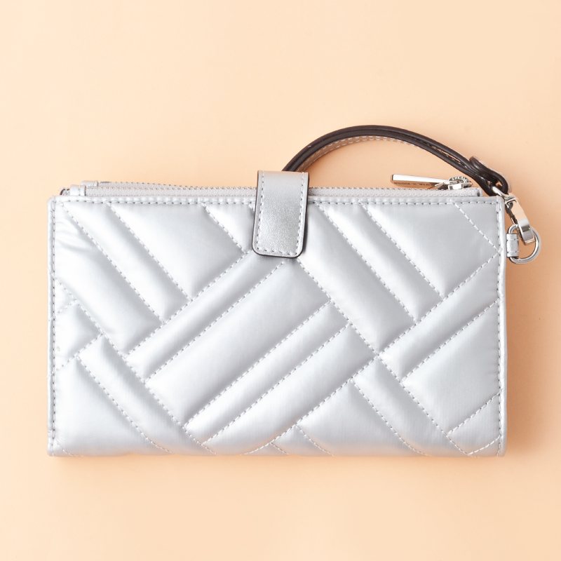 Michael Kors Peyton Large Double Zip Wristlet Silver - Averand