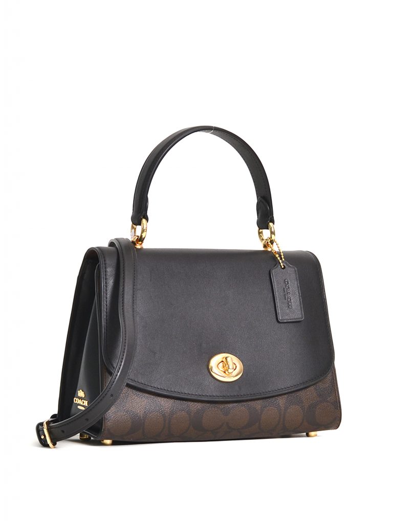 Coach Tilly Top Handle Satchel Signature Brown Black - Averand