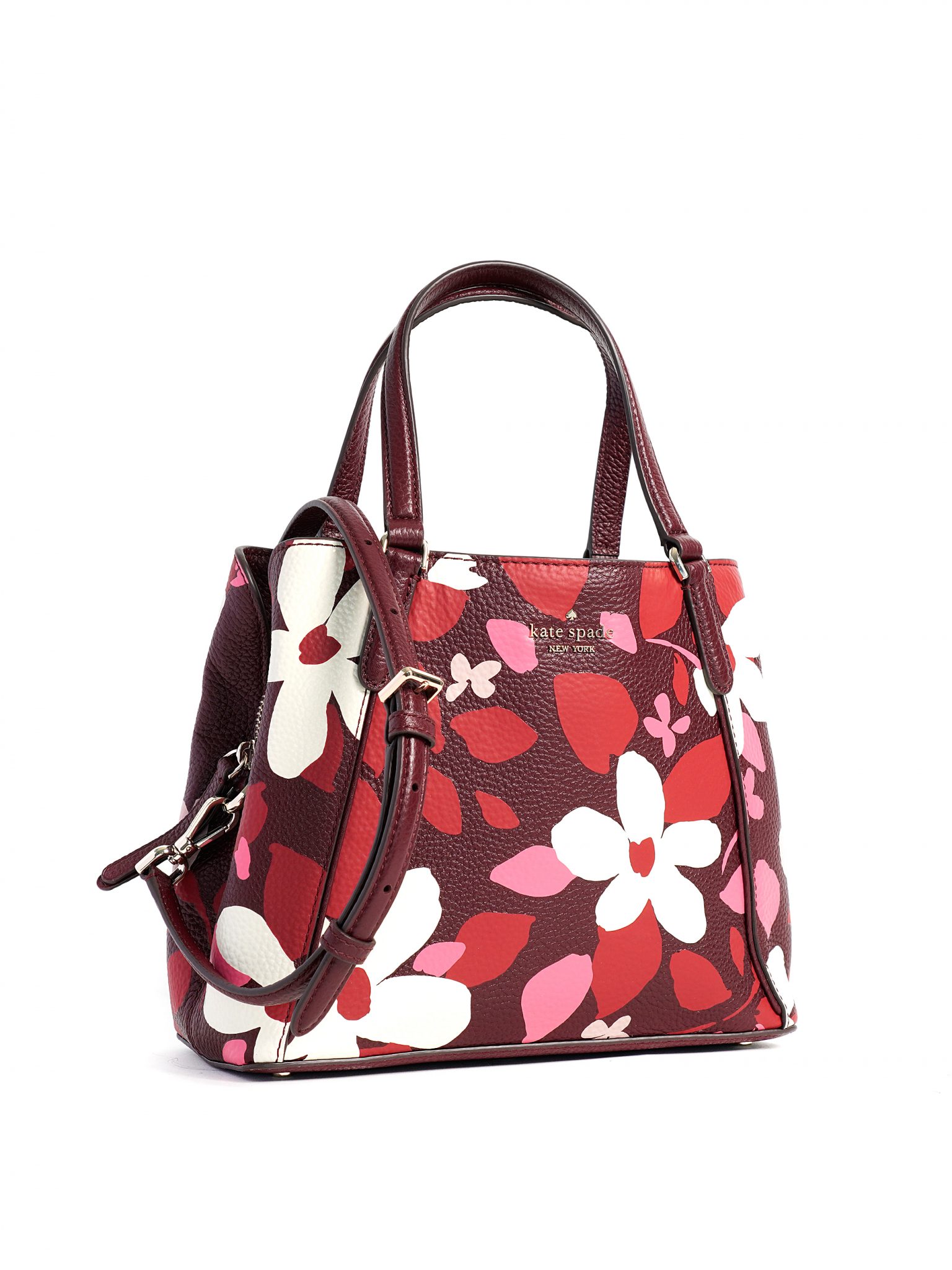 Kate Spade Jackson Forest Floral Medium Triple Compartment Satchel Pink ...