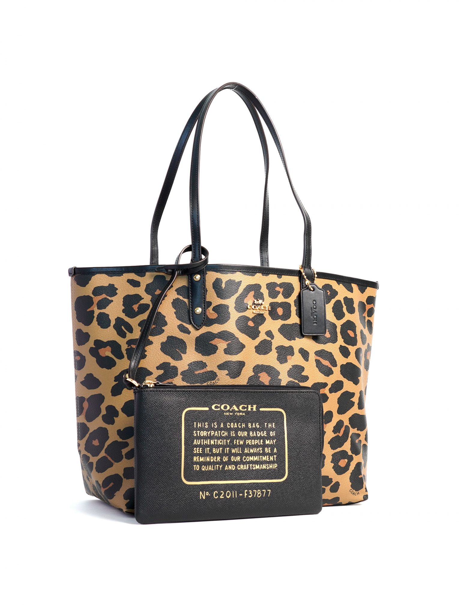 Coach Reversible City Tote Leopard Print Black Natural - Averand