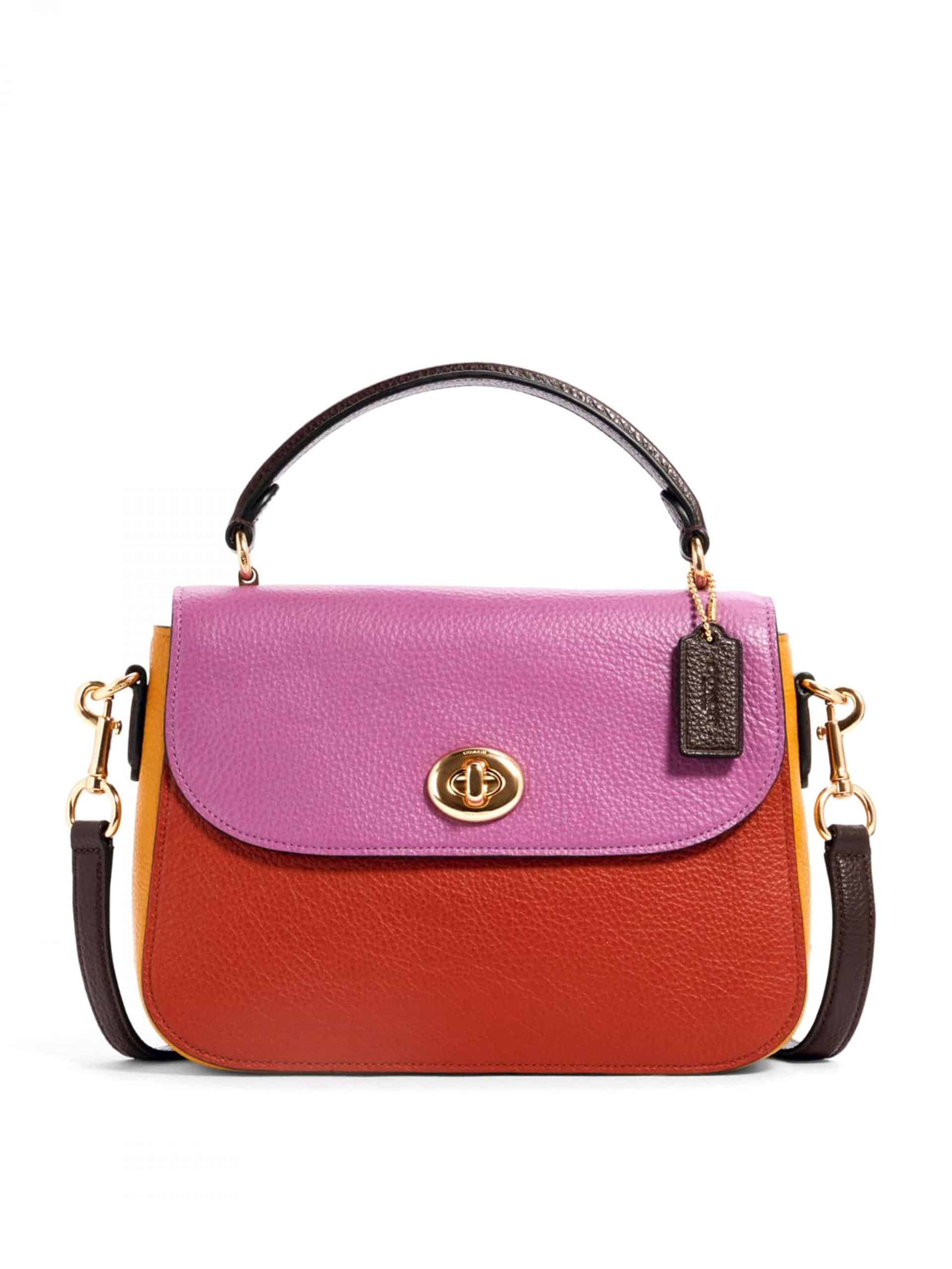 Coach Marlie Top Handle Satchel Colorblock Terracotta Yellow Multi ...