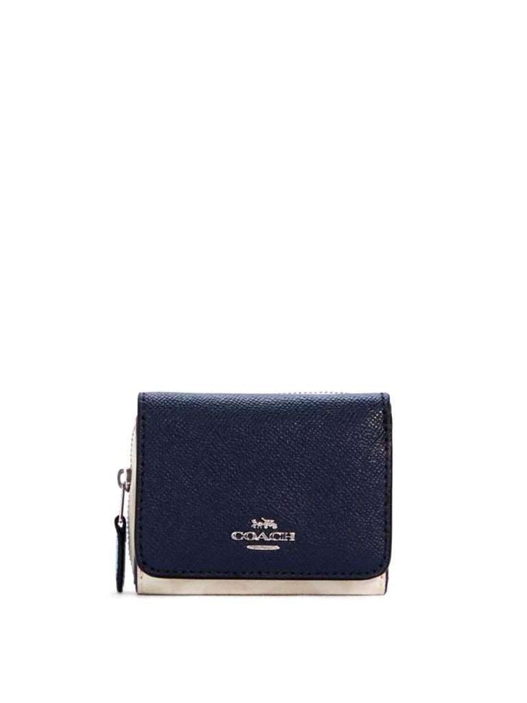 Coach Small Trifold Wallet Signature Waterfall Midnight Multi - Averand