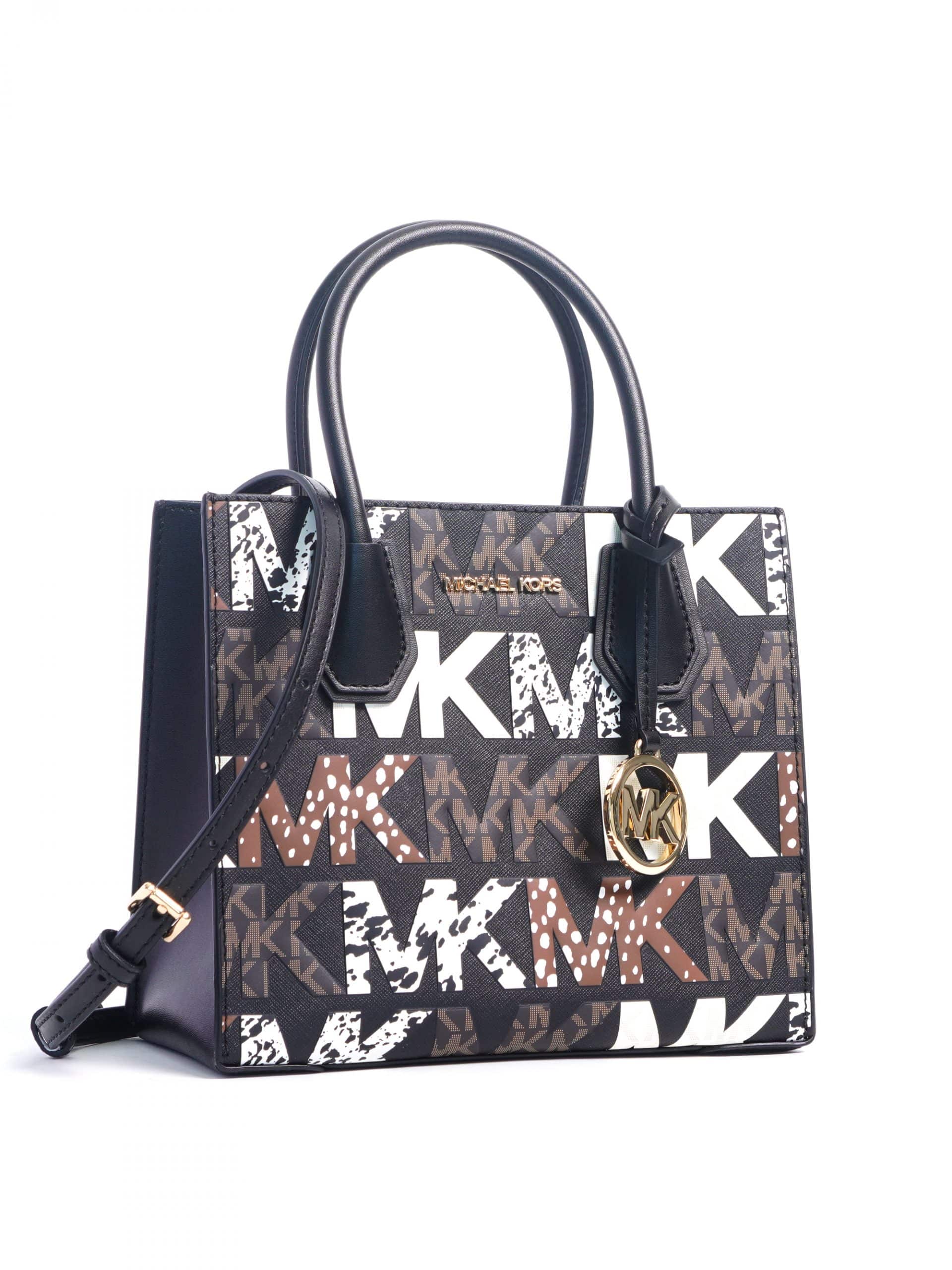 Michael Kors Mercer Medium Messenger Signature Black Multi - Averand