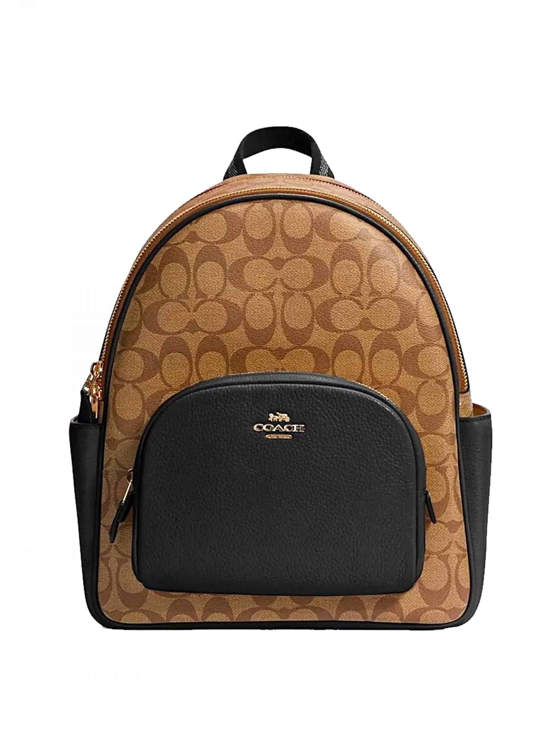 Coach Court Backpack Signature Khaki Black - Averand