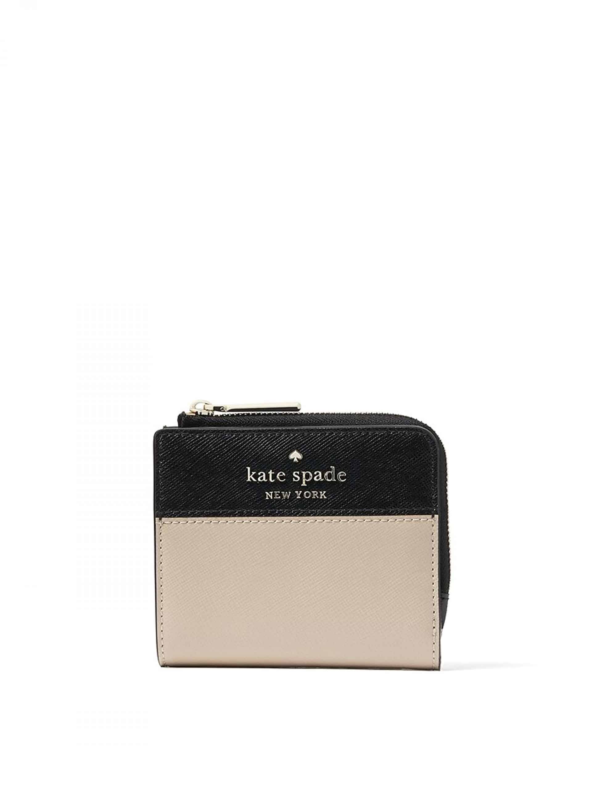 Kate Spade Staci Colorblock Small L Zip Bifold Wallet Wam Beige Multi ...