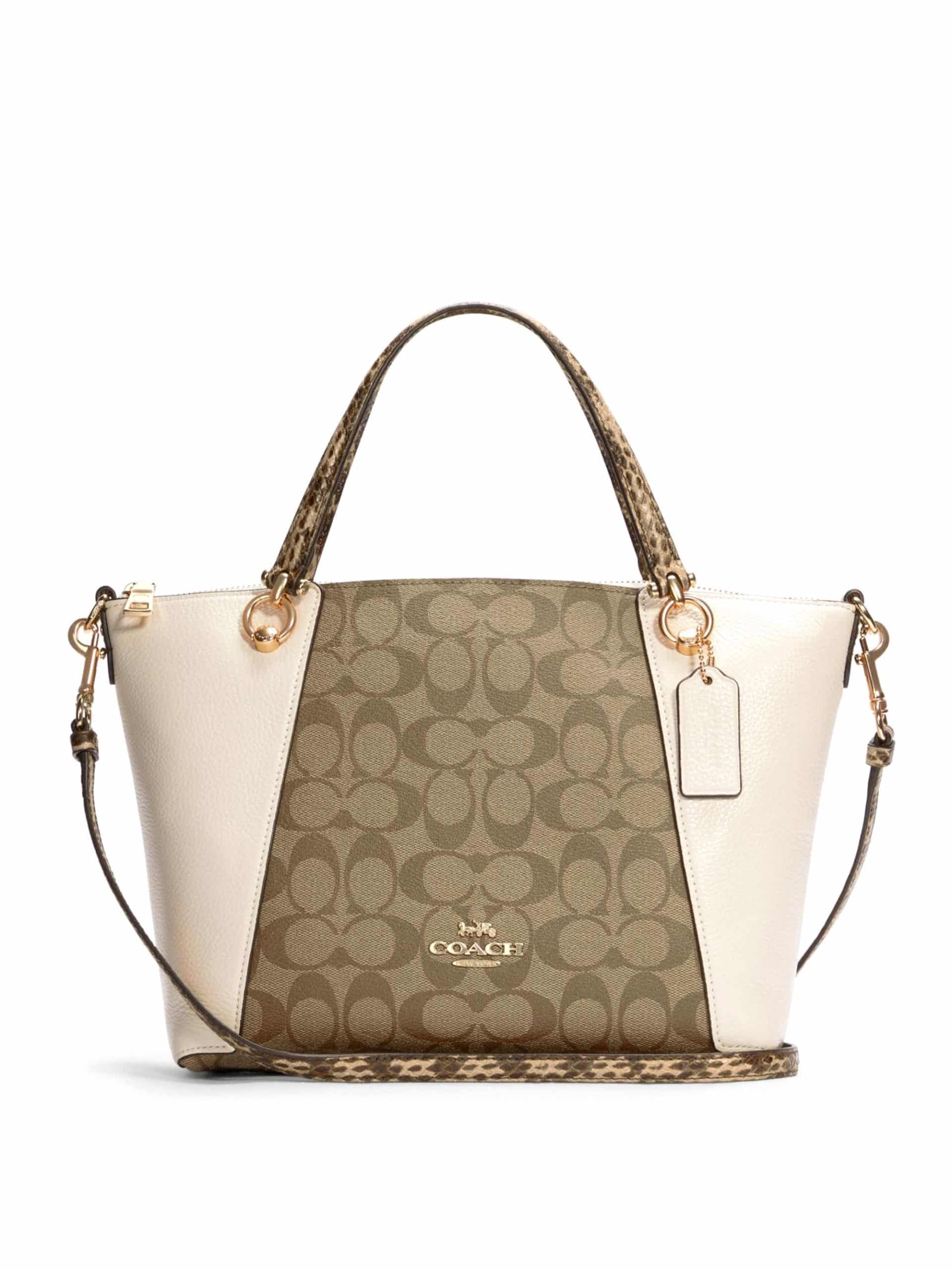 Coach Kacey Satchel Colorblock Signature Khaki Chalk Multi - Averand