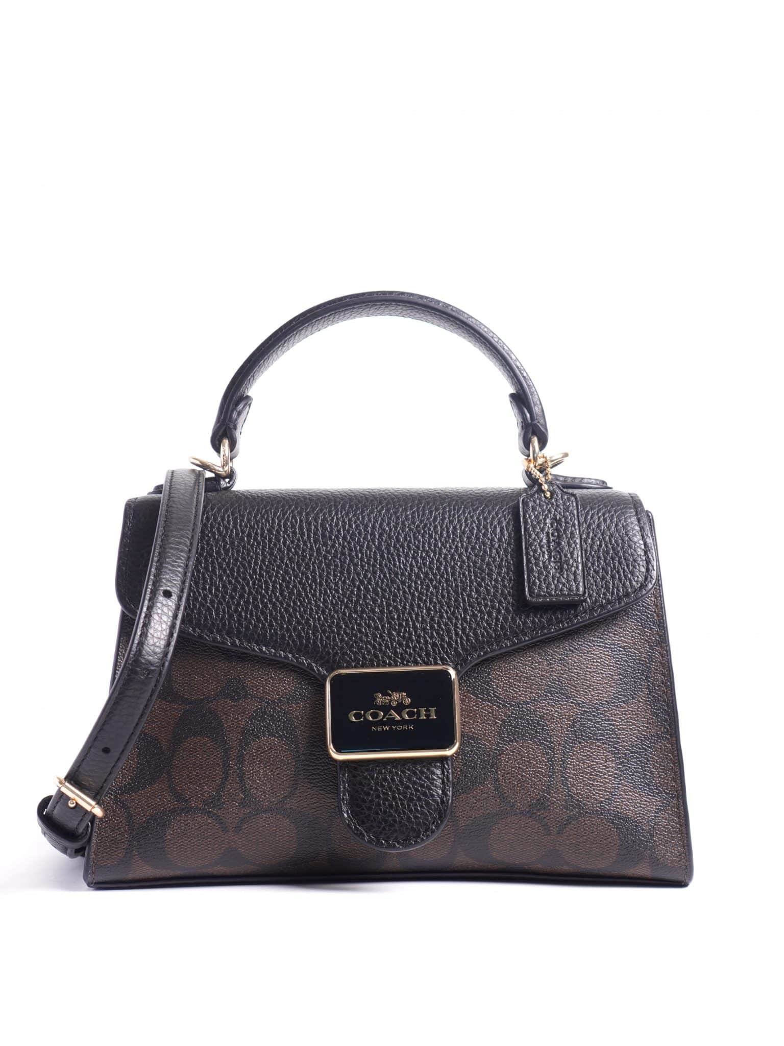 Coach Pepper Satchel Signature Brown Black - Averand