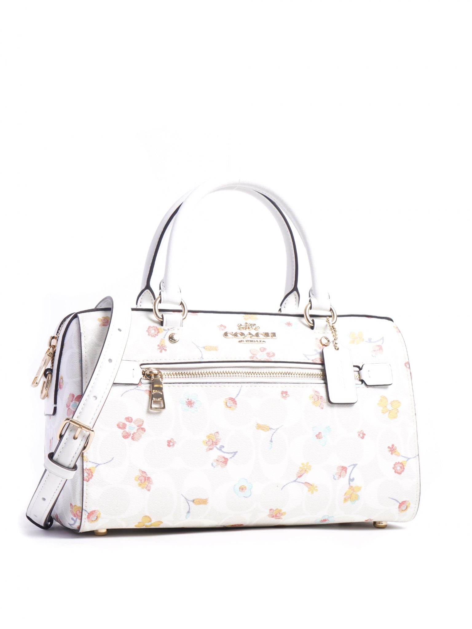 Coach Rowan Satchel Mystical Floral Print Signature Chalk Multi - Averand