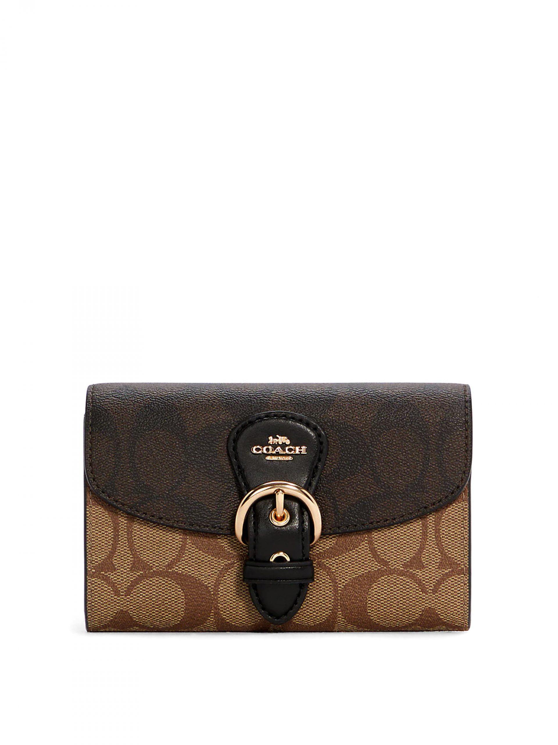 Coach Kleo Wallet Signature Signature Khaki Brown Multi - Averand