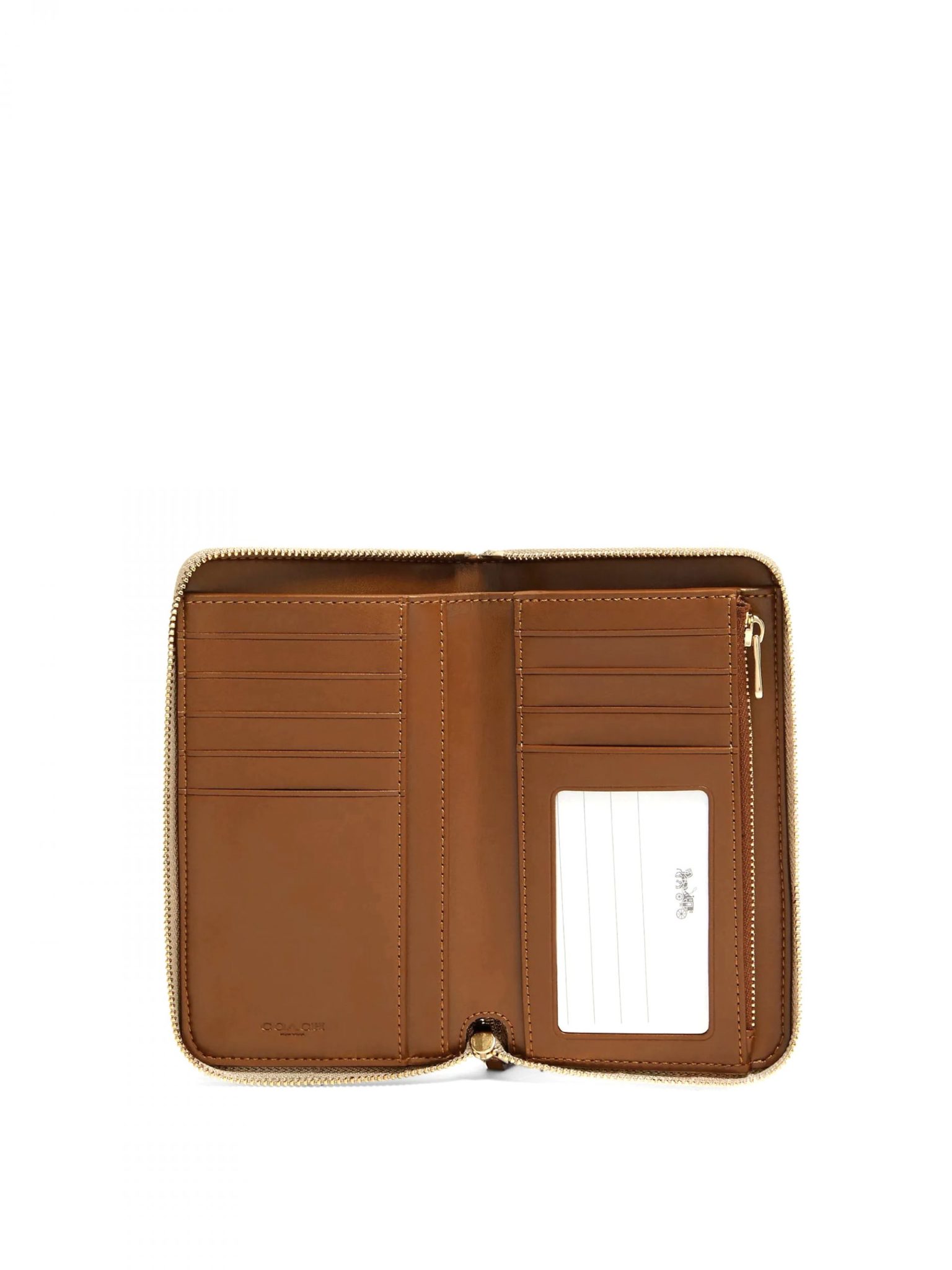 Coach Medium ID Zip Wallet Signature Light Khaki Chalk - Averand