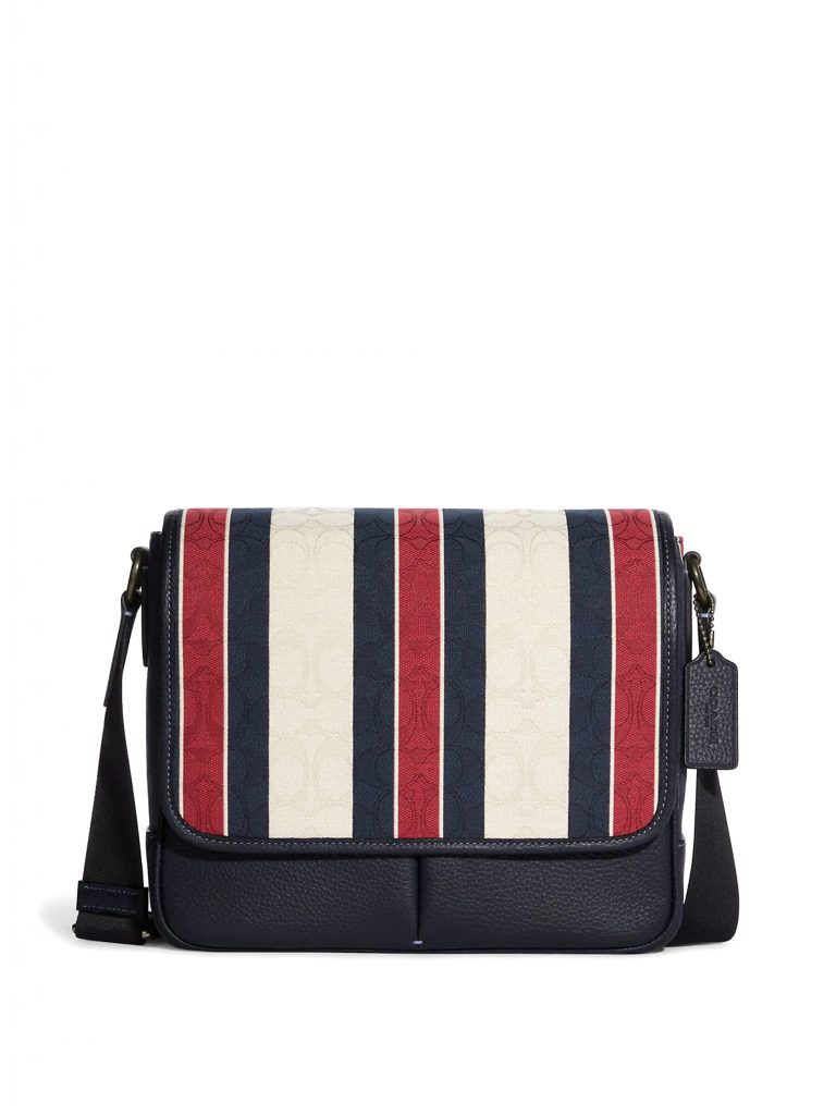 Coach Thompson Small Map Bag Jacquard Stripes Signature Midnight Red ...