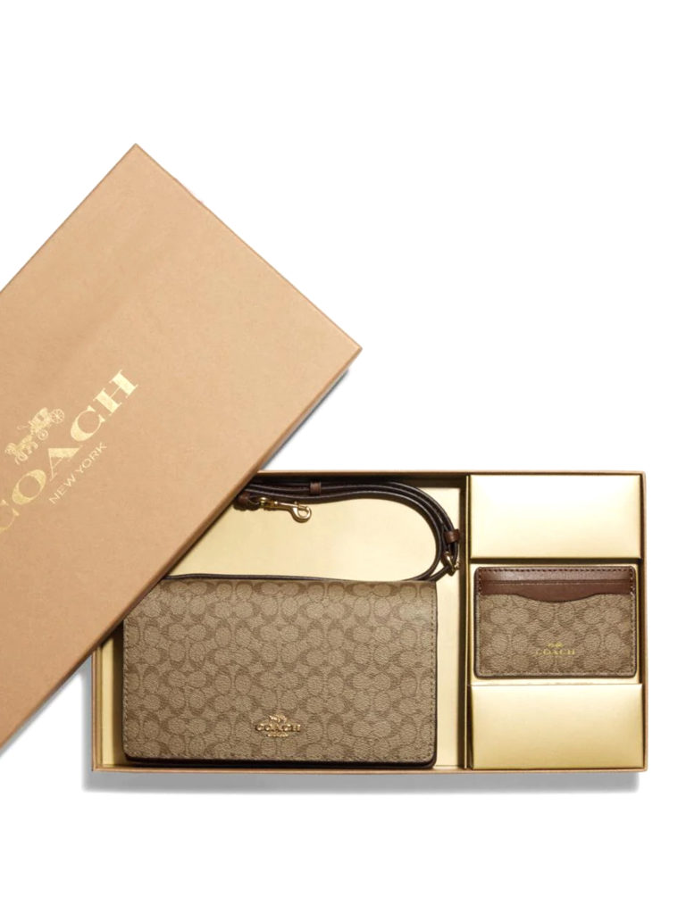 Coach Boxed Anna Foldover Clutch Crossbody And Card Case Set Signature ...