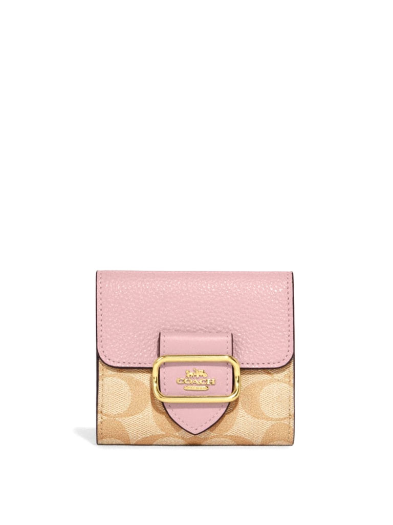 Coach Morgan Small Wallet Signature Khaki Powder Pink - Averand