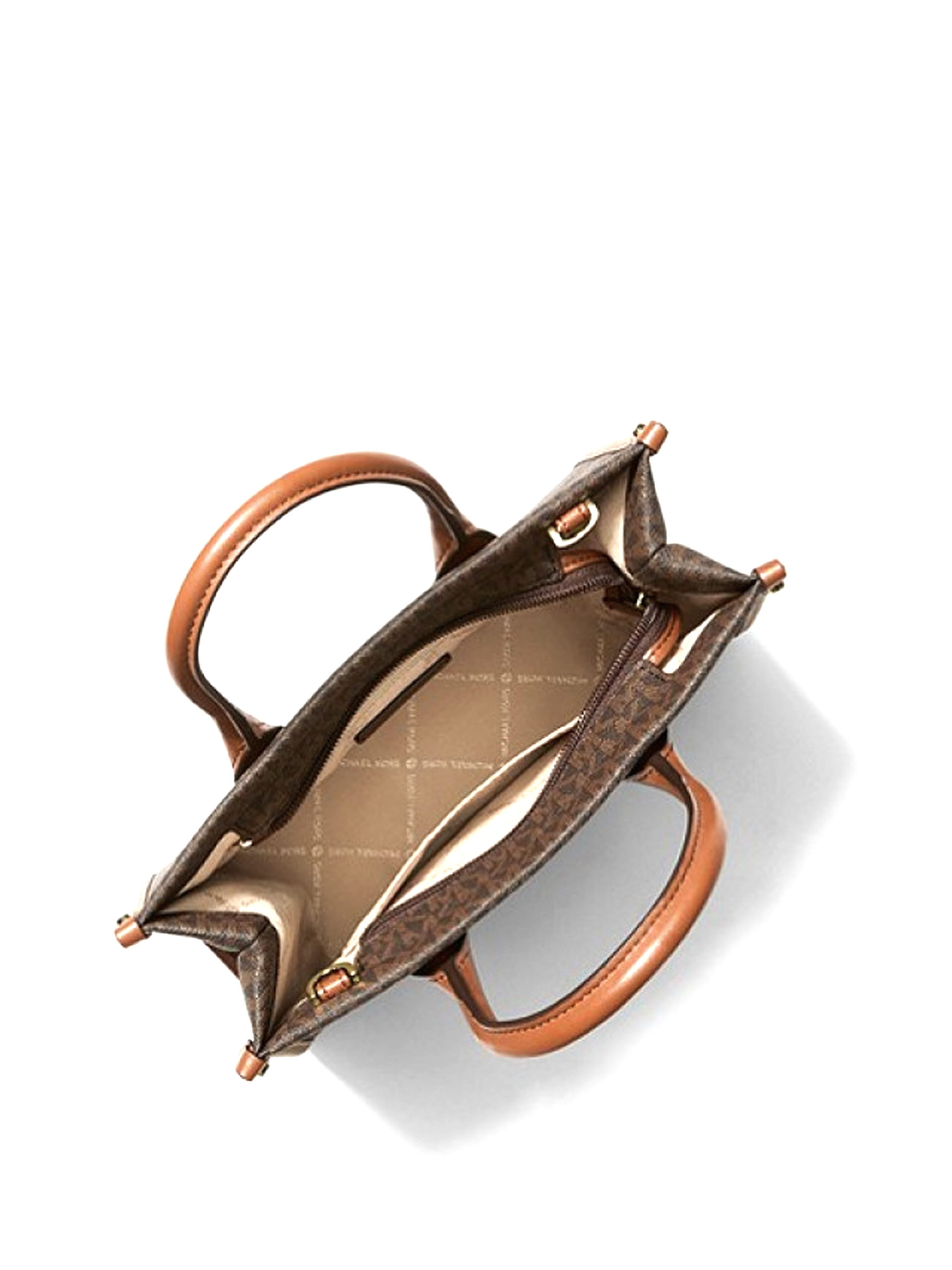 Michael Kors Mirella Small Shopper Top Zip Signature Brown - Averand