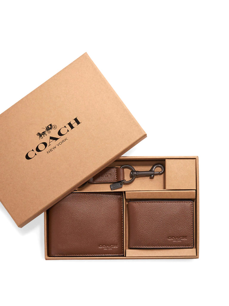 Coach Boxed 3 In 1 Wallet Gift Set Dark Saddle - Averand
